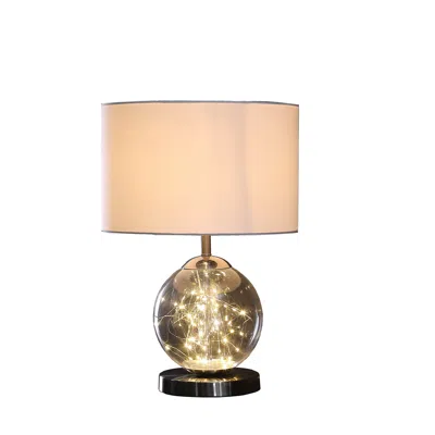 Homezia 21" Translucent Glass Globe Led Table Lamp With White Drum ...