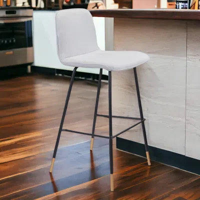 Homezia 30" Light Gray And Black Steel Low Back Bar Height Bar Chair ...