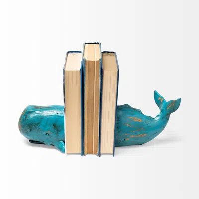 Homezia Rustic Aqua Blue Whale Shaped Bookends In Black | ModeSens