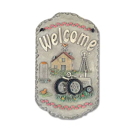 Homezia Tractor And Farm Welcome Sign Indoor Outdoor Resin Wall Decor ...