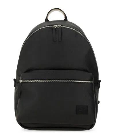 Hugo Boss Logo-patch Grained-texture Backpack In Black | ModeSens