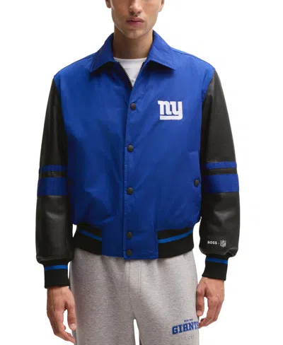 Hugo Boss Boss X Nfl Faux-leather-polyurethane Sleeves Jacket In Giants ...