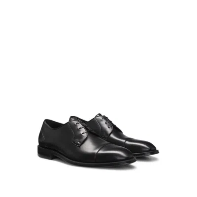 Hugo Boss Cap-toe Derby Shoes In Leather In Black | ModeSens