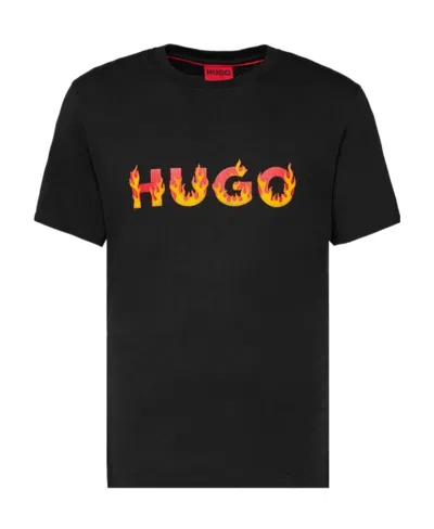 Hugo Boss Danda Flame-logo Cotton T-shirt In Black | ModeSens
