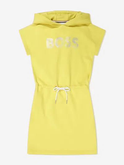 Hugo Boss Kids' Girls Hooded Sweater Dress In Yellow | ModeSens