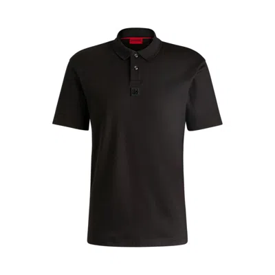 Hugo Boss Interlock-cotton Polo Shirt With Stacked Logo In Black | ModeSens