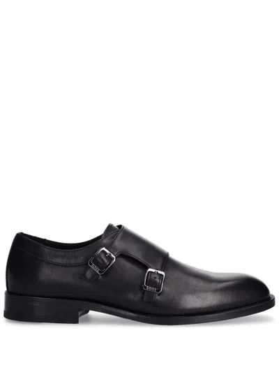 Hugo Boss Leather Monk Shoes In Black | ModeSens