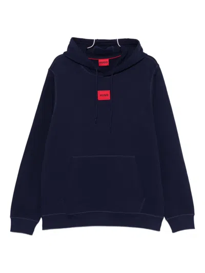 Hugo Boss Logo-embroidery Hoodie In Blue | ModeSens