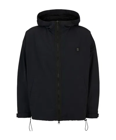 Hugo Boss Logo-patch Hooded Jacket In Black | ModeSens