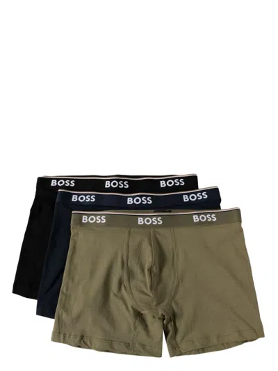 Hugo Boss Logo-waistband Boxers Set Of 3 In Green | ModeSens