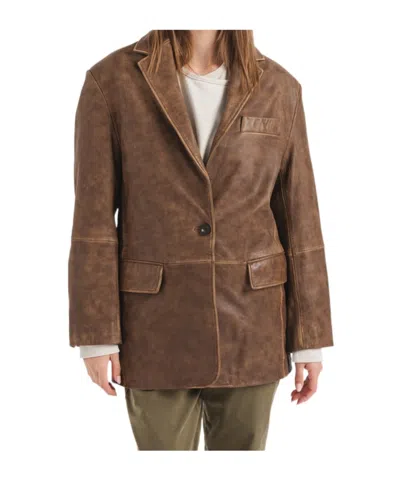 Hugo Boss Long-sleeved Leather Jacket In Brown | ModeSens