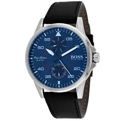 Hugo Boss Men's Blue Dial Watch In Silver | ModeSens