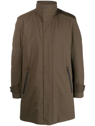 Hugo Boss Roll-neck Water-repellent Raincoat In Green | ModeSens