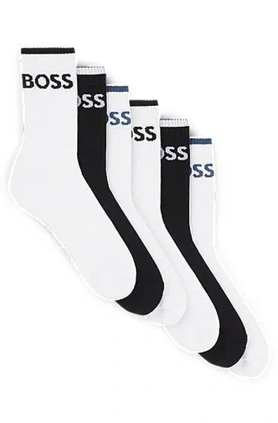Hugo Boss Six-pack Of Ribbed Short Socks In A Cotton Blend In Multi ...