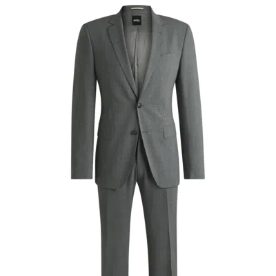 Hugo Boss Slim-fit Suit In Micro-patterned Stretch Cloth In Grey | ModeSens