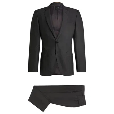 Hugo Boss Slim-fit Suit In Micro-patterned Wool In Grey | ModeSens