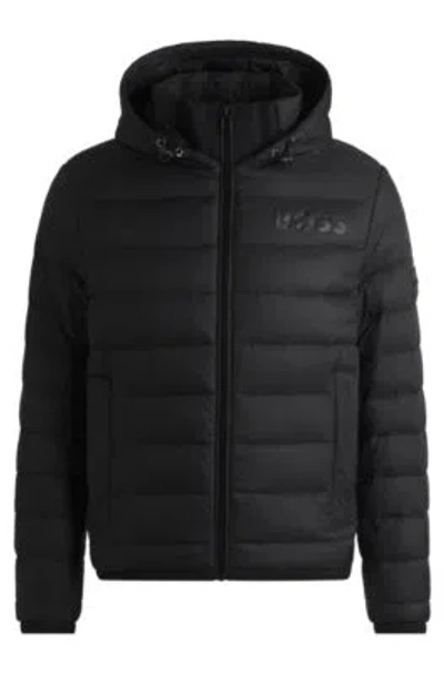 Hugo Boss Water-repellent Down Jacket With Tonal Logo In Black | ModeSens