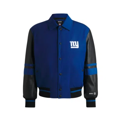 Hugo Boss X Nfl Mixed-material Jacket With Faux-leather Sleeves In ...
