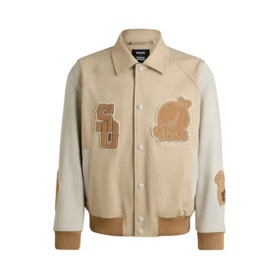 Hugo Boss X Shohei Ohtani Varsity Jacket With Special Artwork In Beige ...