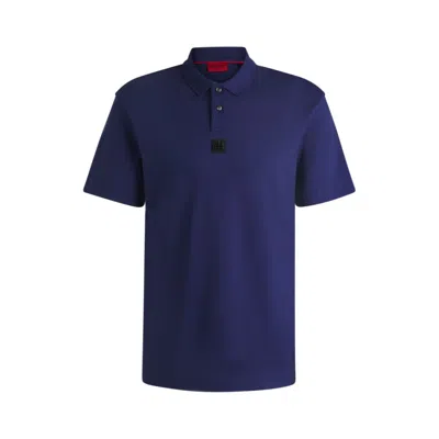 Hugo Boss Interlock-cotton Polo Shirt With Stacked Logo In Dark Blue ...