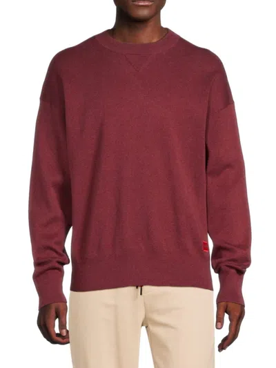 Hugo Boss Men's Solid Dropped Shoulder Sweater In Burgundy | ModeSens