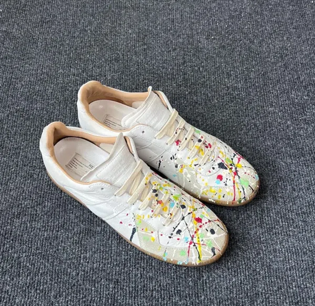 Pre-owned Hype X Maison Margiela Gats ‘paint Splatter' Shoes In White ...