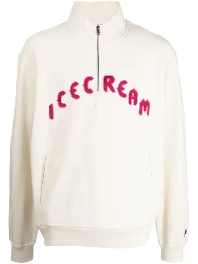 Icecream Embroidered-logo Cotton Sweatshirt In White | ModeSens