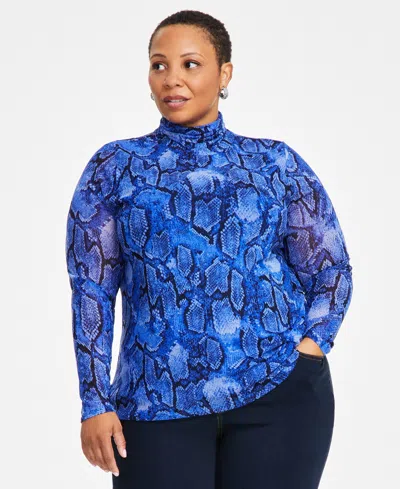 Inc International Concepts Plus Size Printed Mesh Turtleneck Top ...