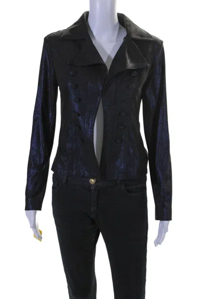 Insight Womens Sparkle Metallic Midnight Blue Long Sleeve Jacket | ModeSens