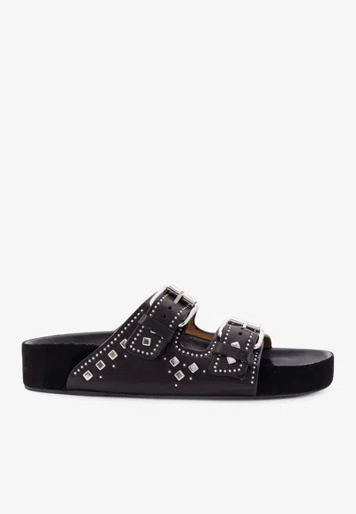 Isabel Marant Lennyo Studded Leather Slides In Black | ModeSens