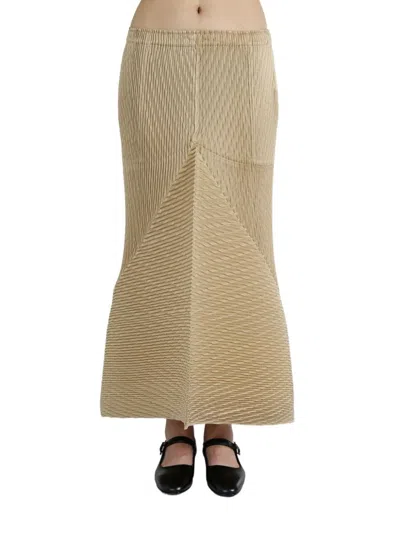 Issey Miyake Wrapped Suede Like Pleats Skirt In Beige | ModeSens
