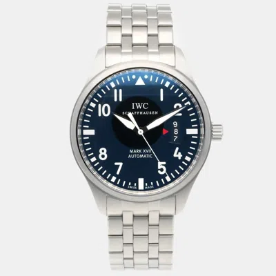 Pre-owned Iwc Schaffhausen Navy Blue Stainless Steel Pilot Iw326504 ...