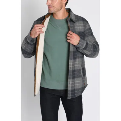 Jachs Plaid Faux Shearling Lined Shirt Jacket In Grey Plaid Sherpa ...