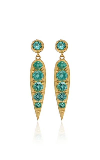 Jenna Blake 18k Yellow Gold Emerald Palm Leaf Earrings In Green | ModeSens