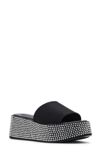Jessica Rich By Steve Madden Stardust Platform Slide Sandal In Black ...