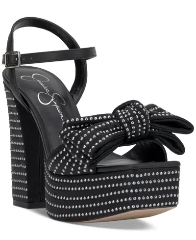 Jessica Simpson Women's Lollien Studded Bow Platform Sandals In Black ...