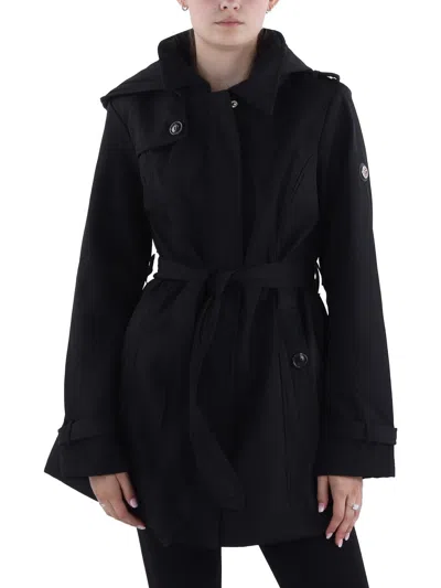 Jessica Simpson Womens Belted Hooded Soft Shell Jacket In Black | ModeSens