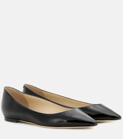 Jimmy Choo Navy Leather Romy Ballerina Flats In Black | ModeSens