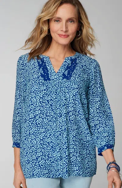Jjill J.jill Mixed-print A-line Popover In Sailor Blue Tossed Foliage ...