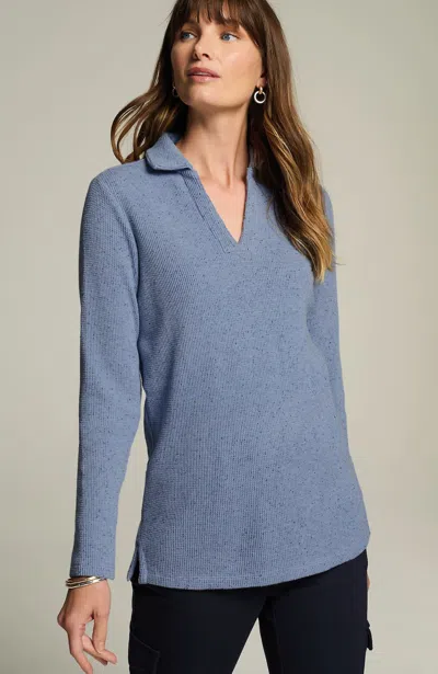 Jjill J.jill Wearever Collared Waffle Top In Soft Harbor Speckle | ModeSens