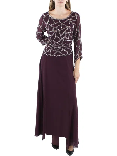 Jkara Womens Embellished Long Evening Dress In Red | ModeSens