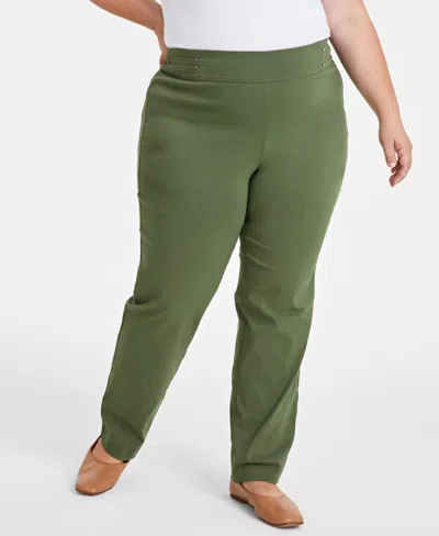 Jm Collection Plus & Petite Plus Size Tummy Control Pull-on Slim-leg ...