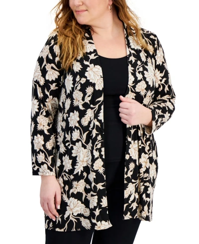 Jm Collection Plus Size Open-front Cardigan, Created For Macy's In Deep ...