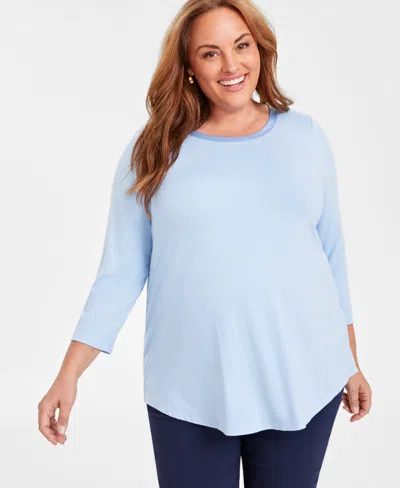 Jm Collection Plus Size Satin-trim Top, Created For Macy's In Clear ...