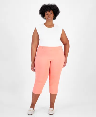 Jm Collection Plus Size Tummy Control Pull-on Capri Pants, Created For ...