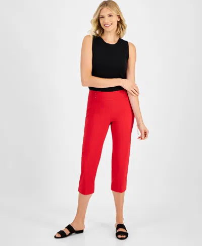 Jm Collection Women's Pull On Slim-fit Rivet Detail Cropped Pants ...