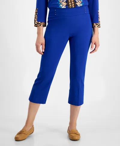 Jm Collection Women's Pull On Slim-fit Rivet Detail Cropped Pants ...