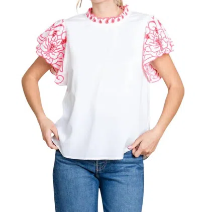 Jodifl Top With Embroidered Cap Sleeves In White | ModeSens