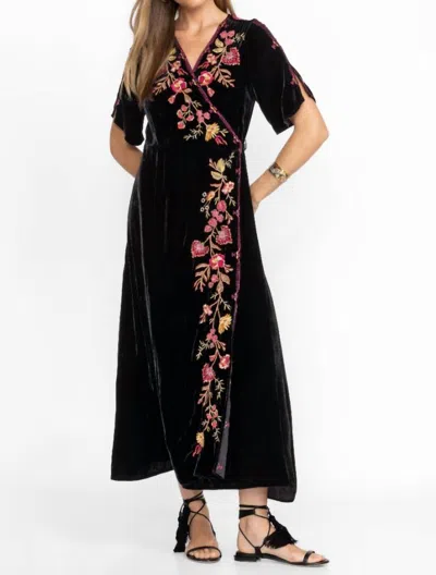Johnny Was Lilith Velvet Wrap Dress In Black | ModeSens