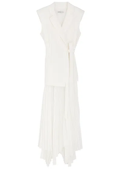 Simkhai Jonathan Helena Pleated Maxi Blazer Dress In Ivory | ModeSens